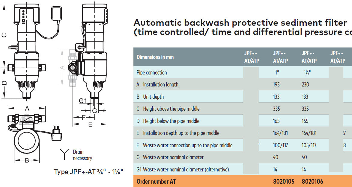 JUDO-PROFIMAT-PLUS-AT ¾-1 AUTOMATIC BACKWASH PROTECTIVE SEDIMENT FILTER ...
