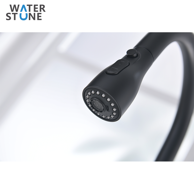 WATERSTONE- KITCHEN MIXER BELL TYPE PULLOUT SPRAY MATTE BLACK FINISH ...